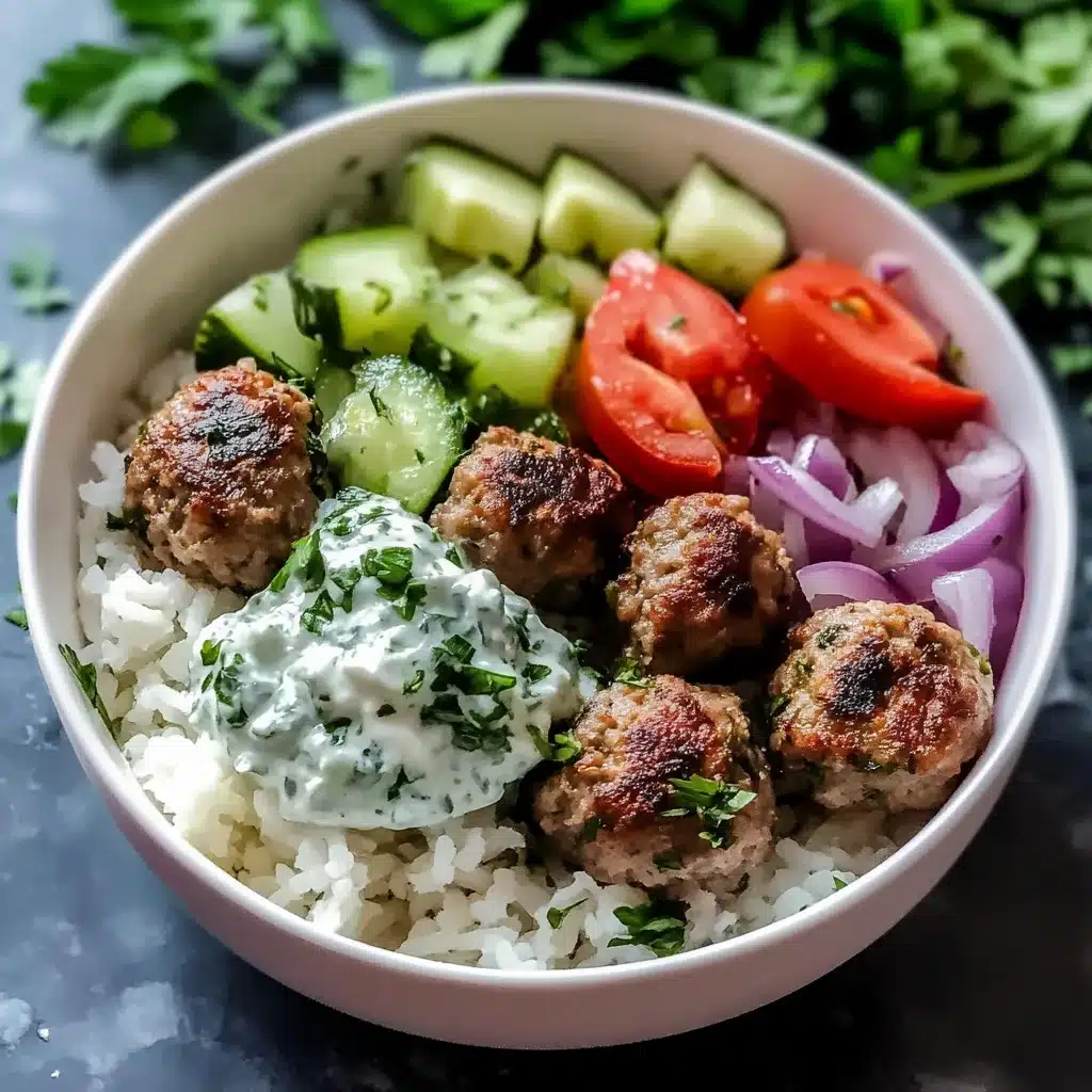 Greek Meatball Bowl with Tzatziki, Rice & Fresh Veggies: An Amazing ...