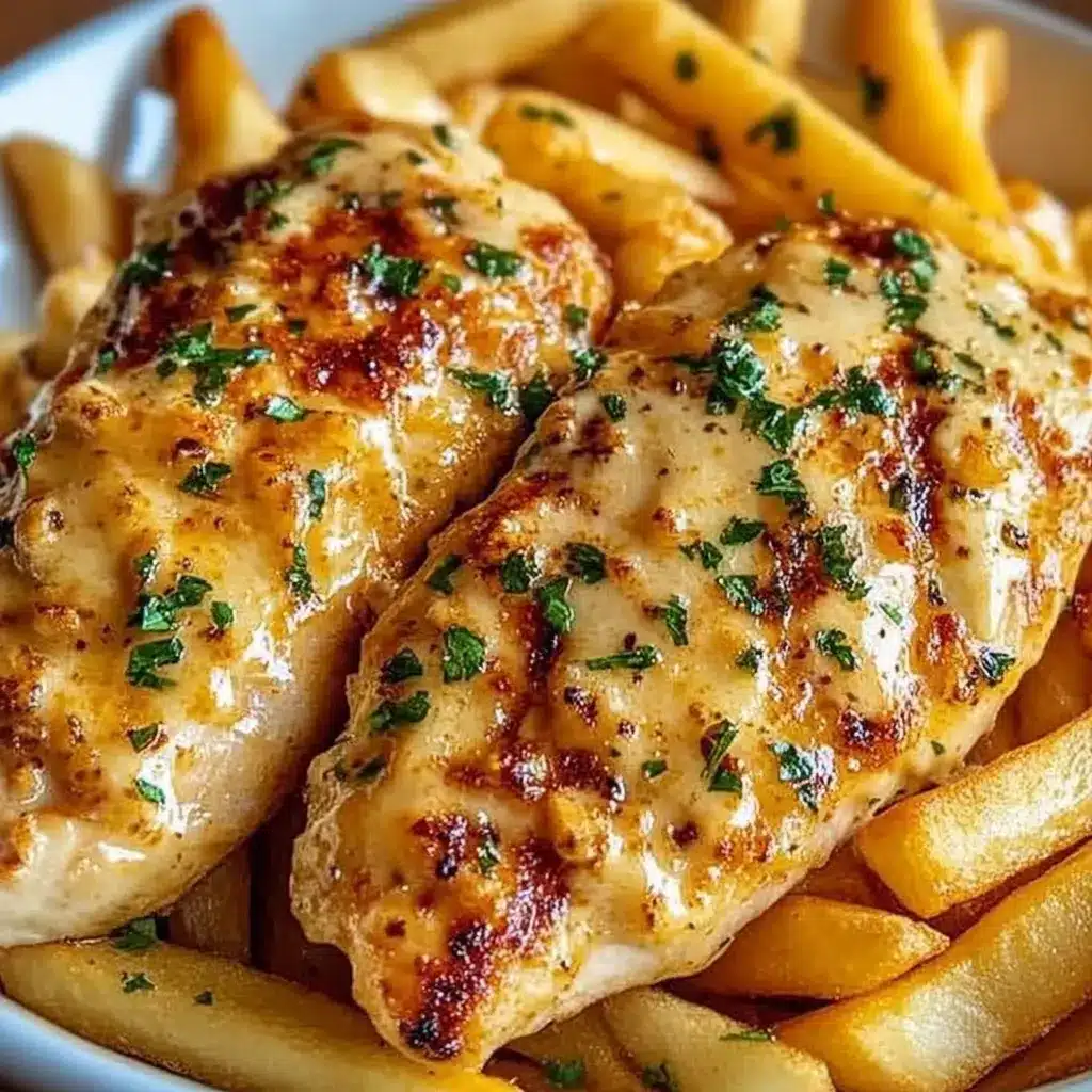 Chicken Fillet in Spicy, Creamy Garlic-Parmesan Sauce with Fries: An ...